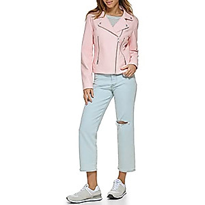 Levi's Women's Faux Leather Asymmetrical Moto Jacket, Rose Quartz, X-Large