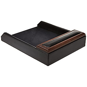 Dacasso Leather Desktop Tray Luxury Letter Holder & Paper Desk-Office Organization, 13.62in x 10.62in x 2.50in, Black