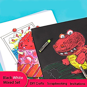 White Black Mixed Cardstock Paper, 30 Sheets Card Stock Thick Paper 92 lb/250 gsm Colored Paper. 8.5 x 11 inch, Heavy Weight Cover Stock Craft for Arts Crafts DIY, Invitations, Card Making, Printing