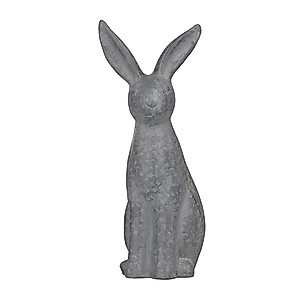 Deco 79 Polystone Rabbit Decorative Garden Sculpture Indoor Outdoor Garden Statue, Outdoor Sculpture 7" x 8" x 20", Gray