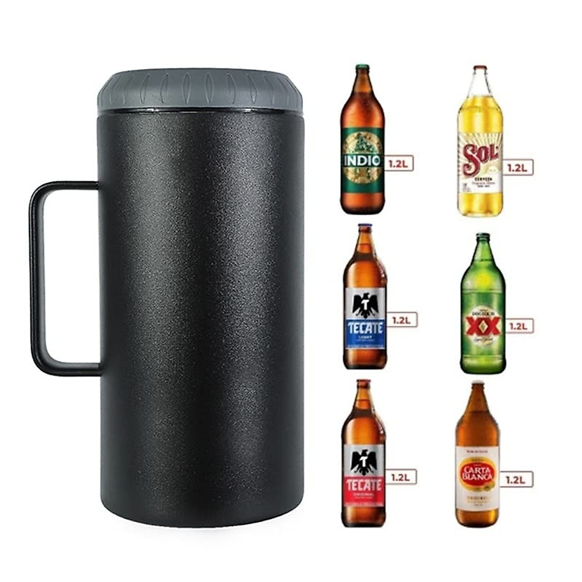 Gteller 40oz stainless steel cooler, double walled vacuum insulated bottle holder&keeper (Black)