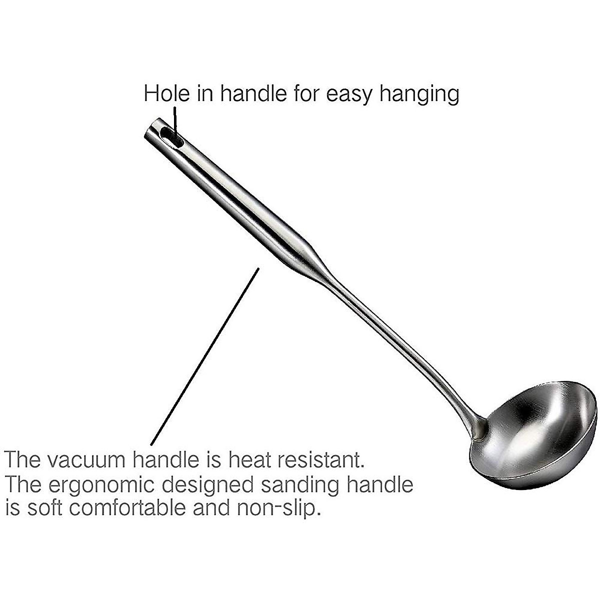 TBWHL Metal Soup Ladle 304 Stainless Steel Gravy Sauce Ladle with Long Handle for Kitchen 13.4"