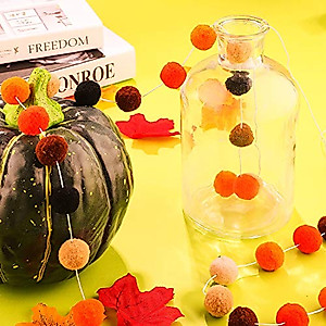 3 Pieces Felt Ball Garland Christmas Pom Pom Garland 1 Inch (2.5 cm) Wool Felt Balls Banner for Winter Autumn Farmhouse Party Home Decoration