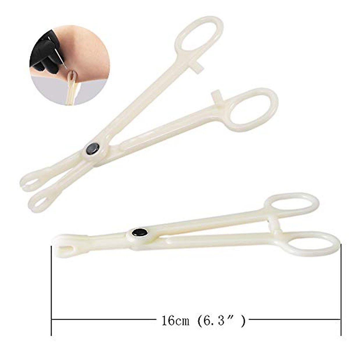Romlon Piercing Clamps 20Pcs Disposable Plastic Piercing Clamps Including 10Pcs Slotted Piercing Round Forceps and 10Pcs Slotted Piercing Triangle Forceps Ear Nose Piercing Tools Clamps
