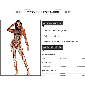 Sister Amy Women's Halloween Skull Skeleton Bodysuit Skinny Stretch Costume D-Muscle L/XL