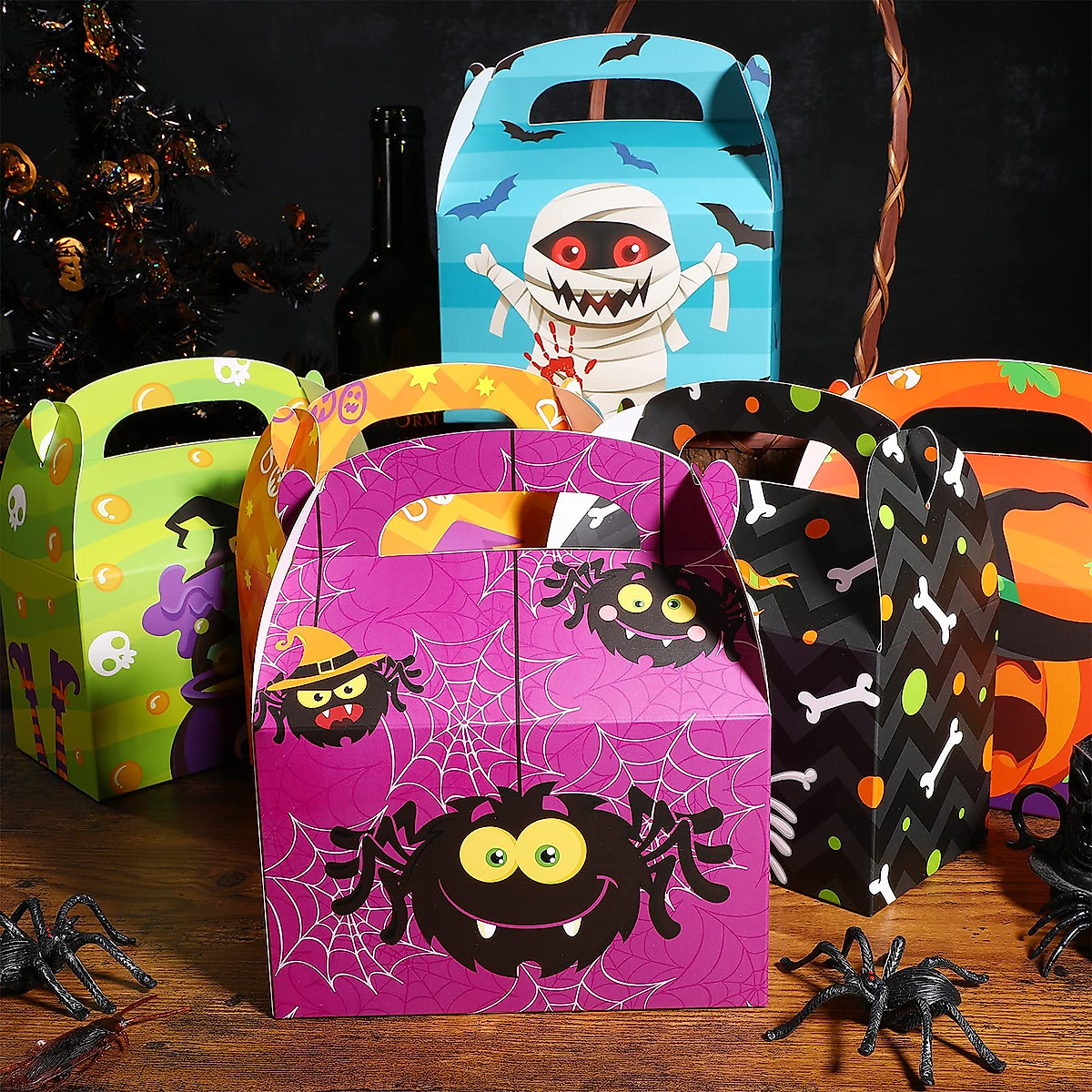 Halloween Boxes for Treats 24pcs Halloween Goodies Boxes Cardboard Cookie Candy Containers for Party Favors Classroom Home Office