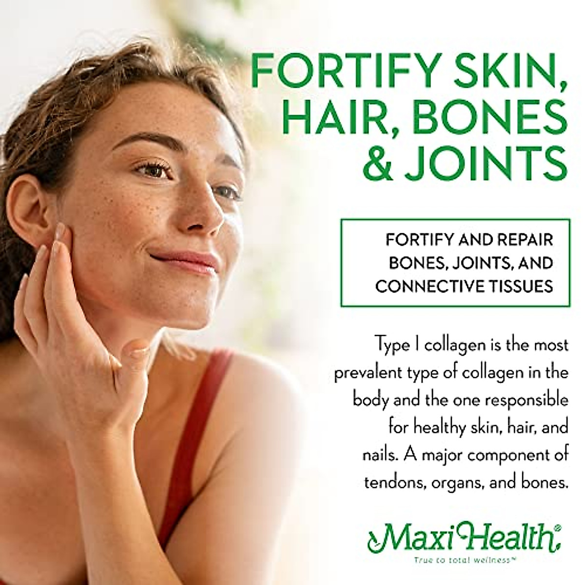 Maxi Health Collagen Powder - Collagen Protein Powder - Marine Collagen Powder for Women & Men - Type I Unflavored Fish Collagen Hydrolyzed Collagen Protein - Hair Growth & Skin Supplement (10.75 oz)