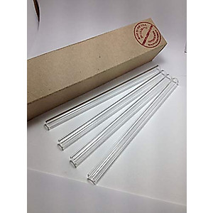 Thetrazspot Crystal clear straight glass straw set of 4 with cleaning brush 9.5mm x 8 inch
