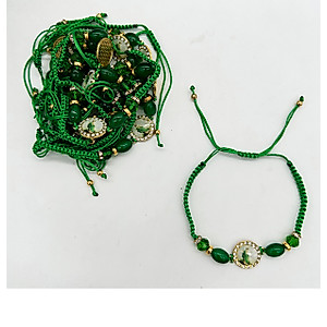 12 PCS San judas tadeo Bracelet Handmade Medal Adjustable String Green Rope Bracelets Religious Prayer Jewelry Gift For Women Men- Green (49GR)