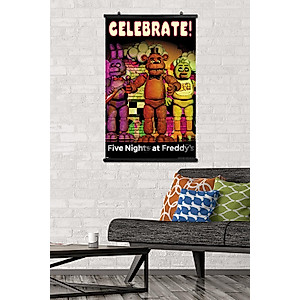 Five Nights at Freddy's - Celebrate Wall Poster, 22.37" x 34.00", Poster & Mount Bundle