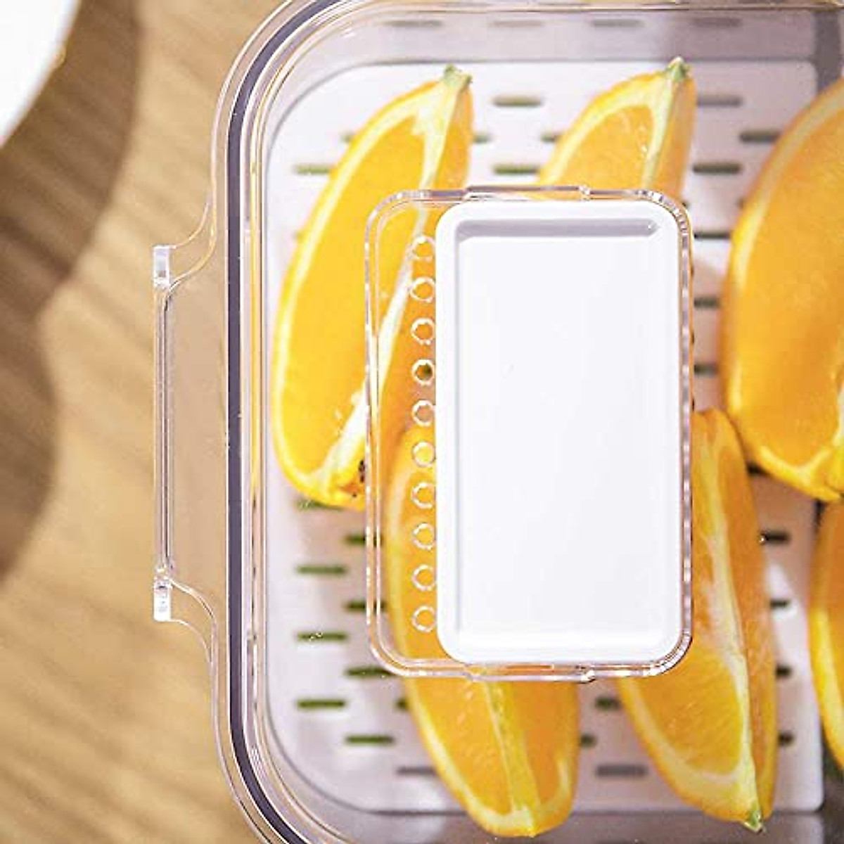 SANNO Vegetable Fruit Storage Containers, Produce Saver Containers Refrigerator Storage Containers Fresh Produce Saver with Lids and Vents,Stackable Salad Lettuce Keeper for Refrigerator