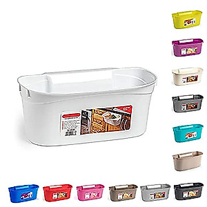 PLASTIFIC Kitchen Over Cabinet Drawer Door Basket Hanging Attach a Trash Waste Bin Box Heavy-Duty Rubbish Bin for Kitchen Cabinet Bathroom Car Office Etc (1D-White)
