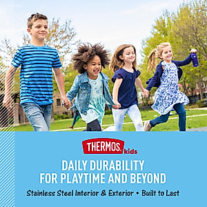 THERMOS FUNTAINER Insulated Food Jar, 16 Ounce, Kid Friendly Thermos Food Jar with Foldable Spoon, Matte Charcoal