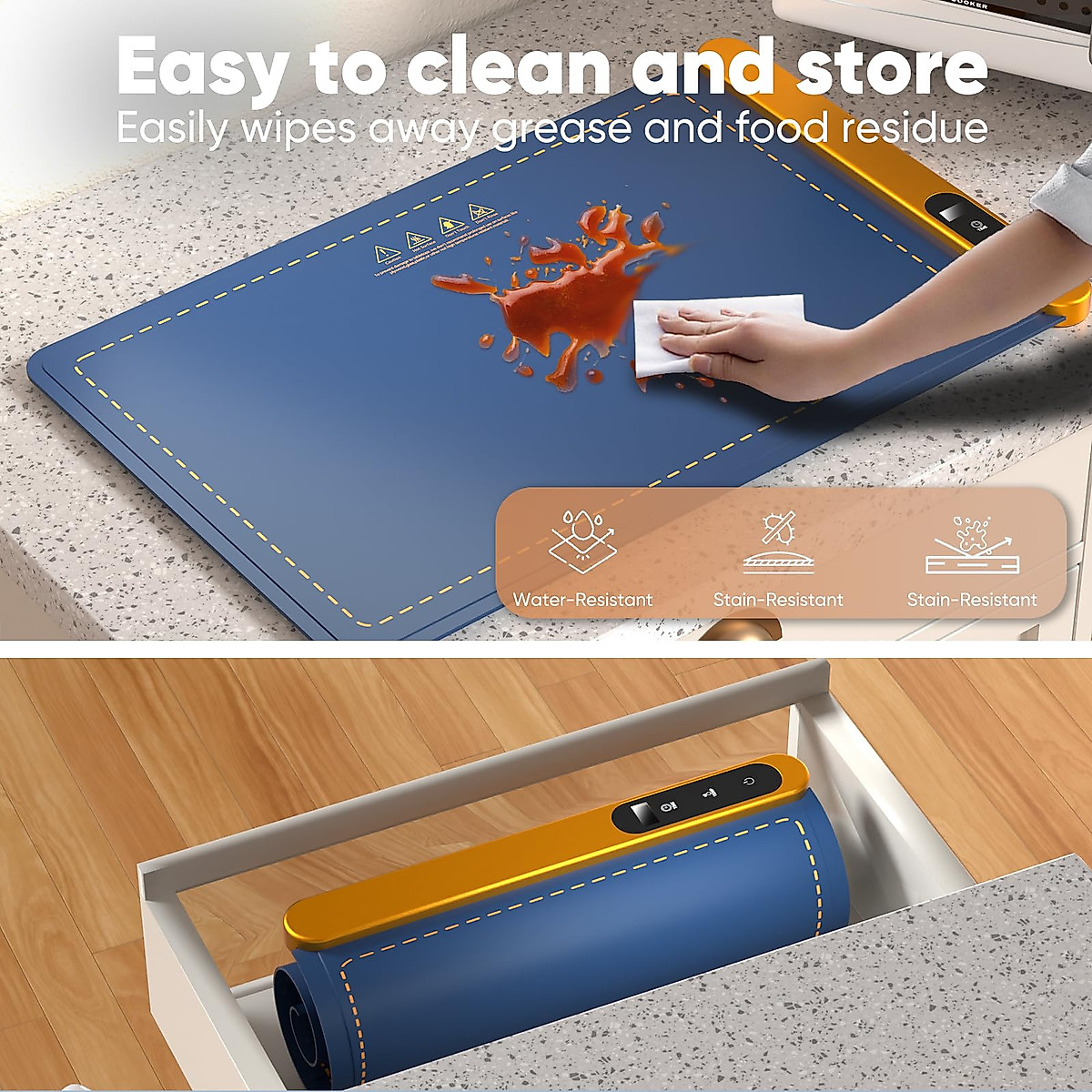 Food warming mat, Full Surface Heating Electric Warming Tray for buffets party, Premium Silicone Nano-Material food warmers for parties with 6 Temperature Settings, 2-6 hours Auto Shut-Off