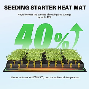 iPower GLHTMTS Durable Waterproof Seedling Warm Hydroponic Plant Germination Starting Pad, 10" x 20"Heat Mat, 10" x 20", Black