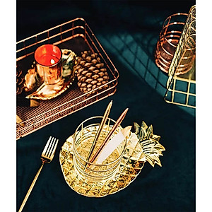 AESGXTU Rose Gold Metal Storage Basket Desktop Iron Grid Simple Snack Storage Tray for Home Decor＆Orderly Storage (Large)