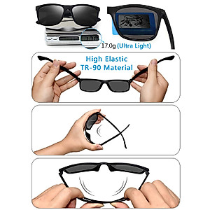 Lekesn Polarized Sunglasses for Men TR90 Unbreakable Mens Sunglasses Driving Sun Glasses For Men/Women