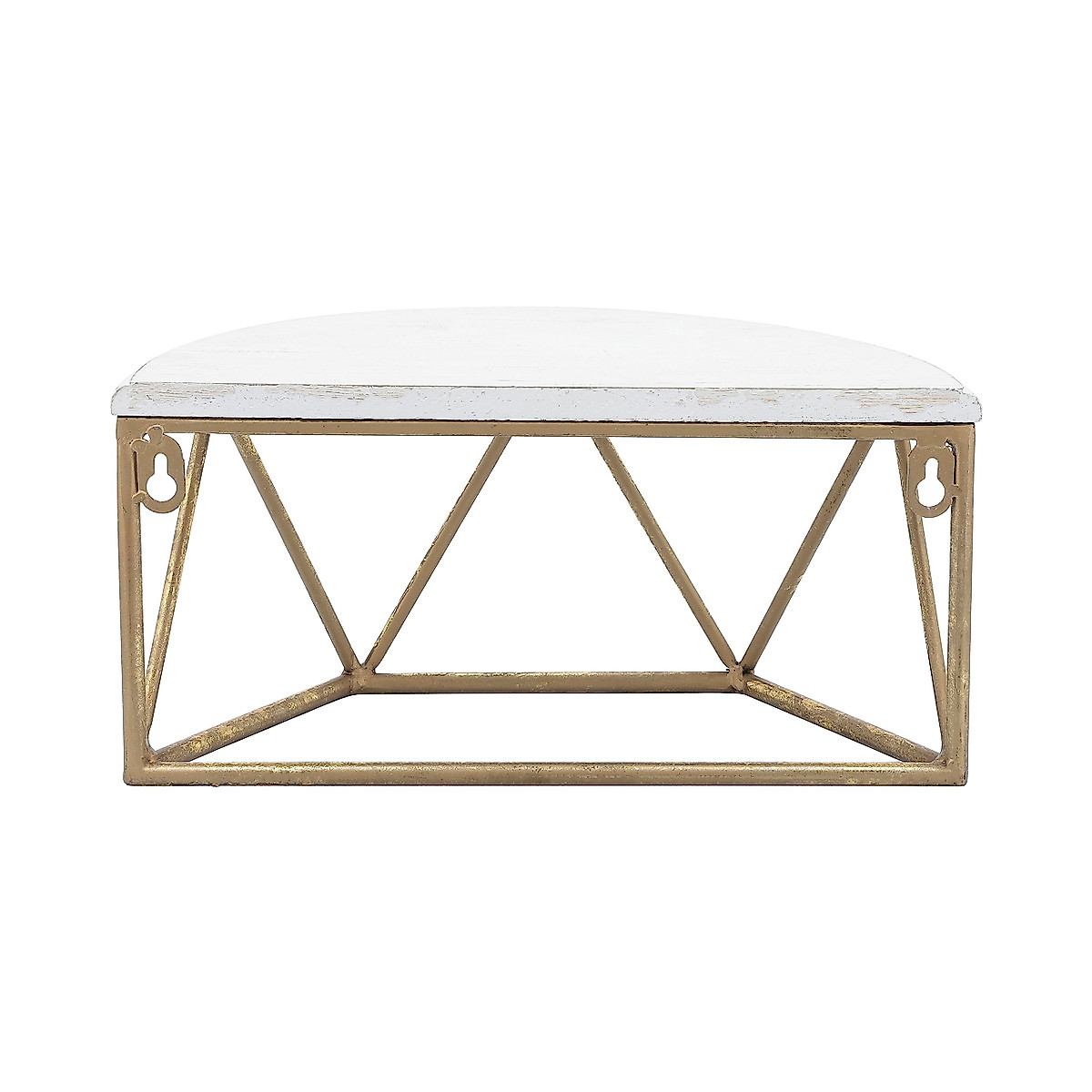 Sagebrook Home Demilune Wall Shelf Rustic Bedroom and Bathroom Shelves, White and Gold, 12 L x 6 W x 6 H Inches