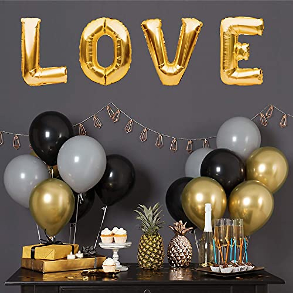 RUBFAC 92pcs Metallic Gold Balloons Chrome Gold Balloon Different Sizes 18 12 10 5 Inch Gold Latex Balloons for Happy New Year Decorations 2024 Birthday Party Graduation