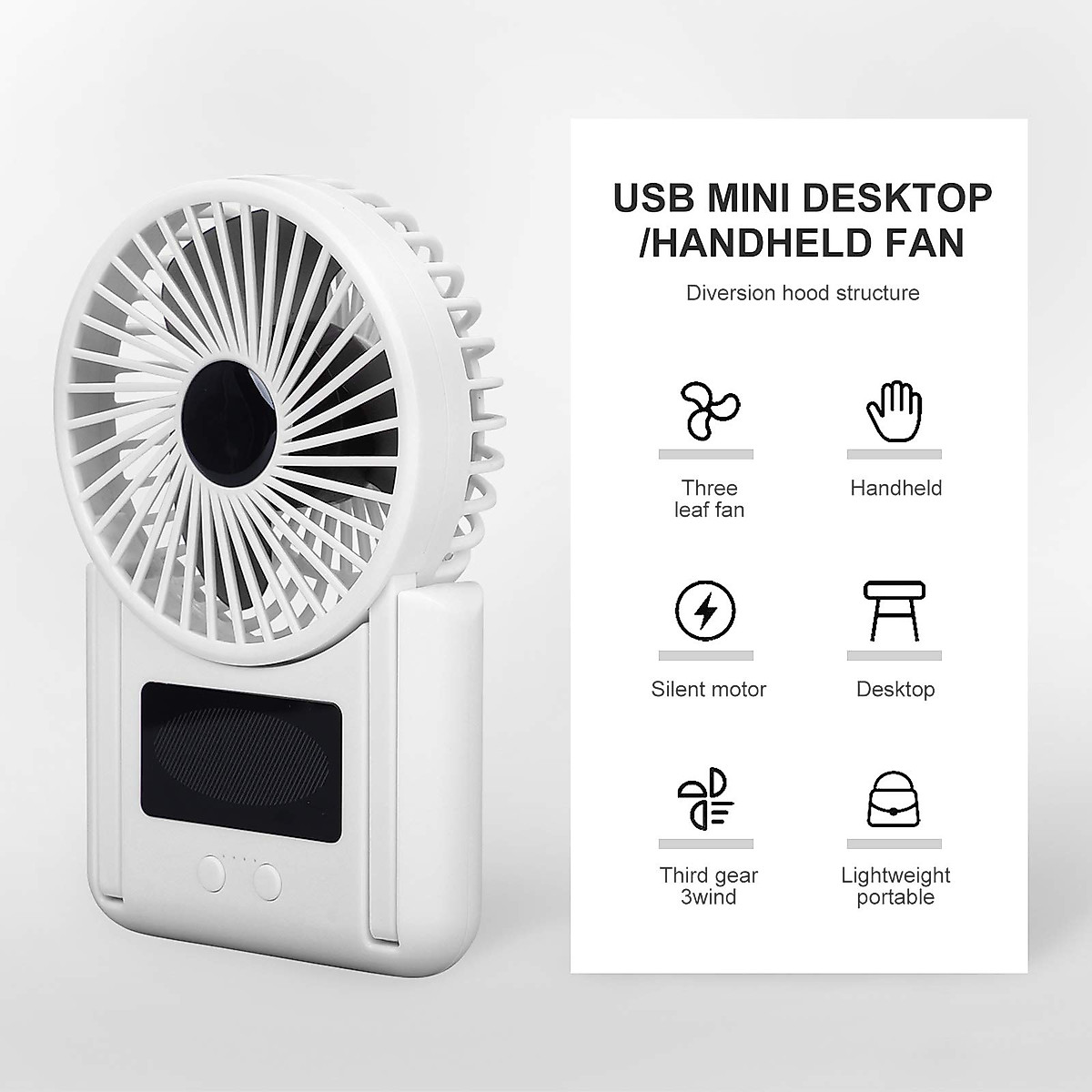 WUYILED Battery Operated Fan, Small Table Fan with Strong Airflow Quiet Operation Portable Fan Speed Adjustable Head Mini Personal Fan for Home Office Bedroom Table and Desktop