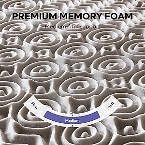 GELSEA 3 Inch Memory Foam Mattress Topper,5-Zone Bamboo Charcoal Infused Mattress Pad for Back Pain,Ventilated Soft Bed Topper,Odor Absorption (3 Inch, King)