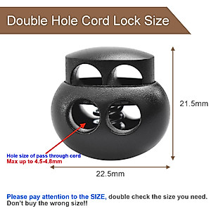 12 Pack Black Plastic Spring Cord Lock Toggle Stopper for Drawstring, Paracord Cord Stop Elastic Shoelace Lock Fastener Slider Clip Double Hole