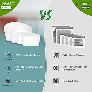 KVK Silicone Reusable Food Storage Bags, 4 Pack Heavy Duty Leakproof Ziplock Bags, Oven, Microwave & Dishwasher Safe, 100% Food Grade Silicone