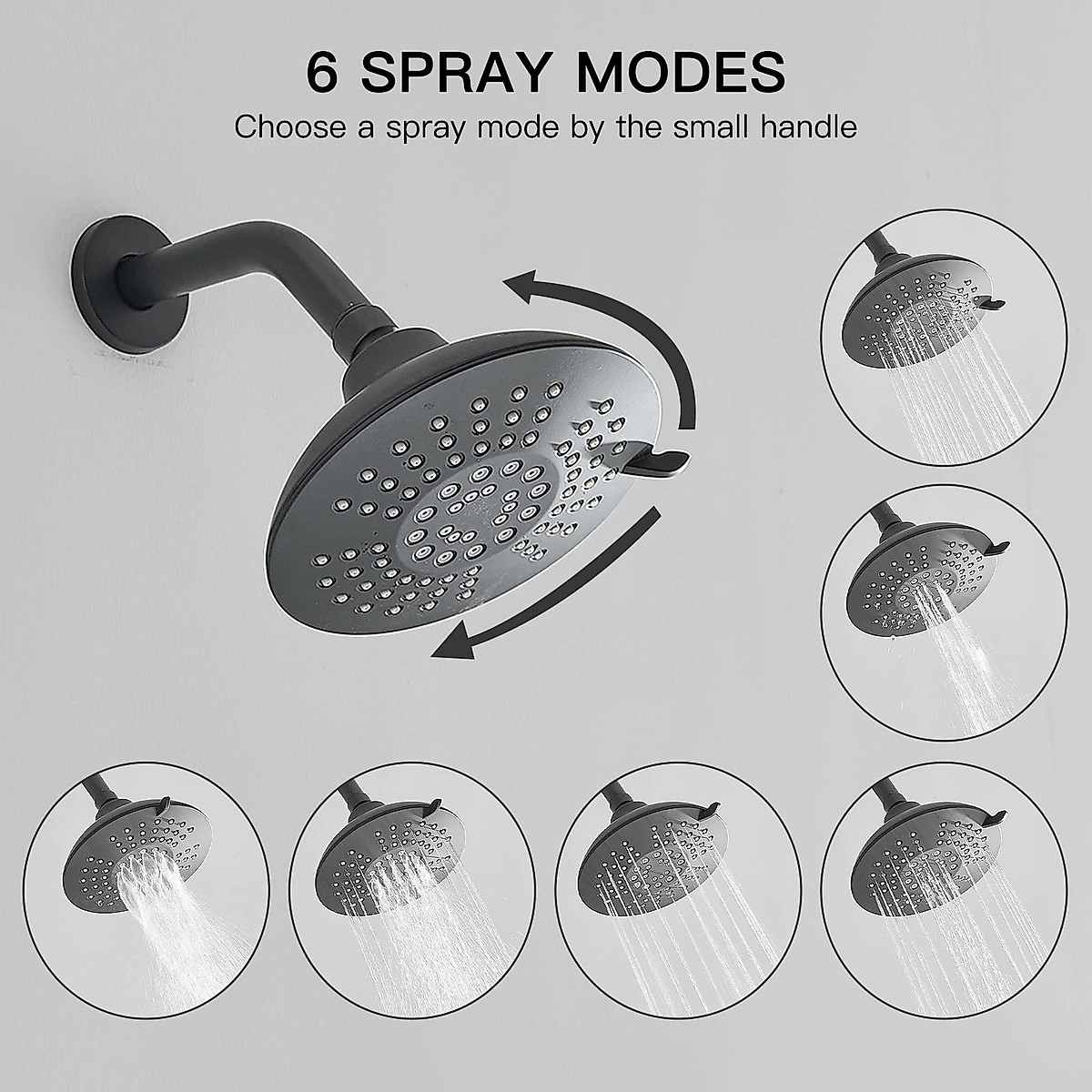 BWE Black Shower Faucet Luxury Rain Mixer Shower Combo Set Wall Mounted Shower Kit Rainfall Shower Head System Rough-in Valve Body and Trim Included