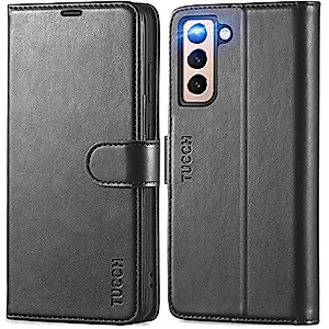 TUCCH Galaxy S21 FE Wallet Case with [TPU Shockproof Interior Case] Stand RFID Credit Card Holder, Magnetic PU Leather Protective Flip Cover Compatible with Galaxy S21FE 5G 6.4-Inch 2022, Black
