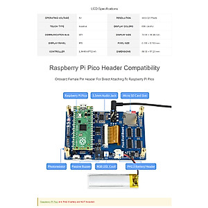 Overall Evaluation Board Designed for Raspberry Pi Pico,65K Colorful IPS Touch Screen, Misc Onboard Components for Easily Evaluating The RP2040