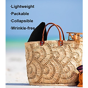 MEINICY Women Mesh Woven Bucket Hat Beach Hat Straw Sun Hat Fashion Foldable Packable Fishing Solid Black Hat for Spring Summer Autumn