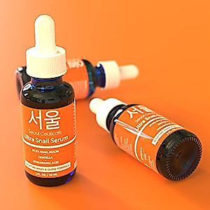 SeoulCeuticals Korean Skin Care 97.5% Snail Mucin Serum – Korean Beauty Skincare Night Serum Hyaluronic Acid for Face Contains K Beauty Snail + Centella Asiatica - Potent Anti Wrinkle Serum 1oz