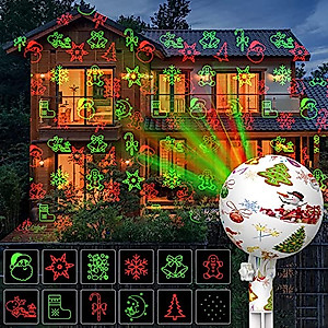 Christmas Lights, Laser Projector Light Outdoor Waterproof Landscape Spotlights Led Projection Show Xmas Lazer Display with Remote Timer for Holiday Halloween Patio Garden Yard Outside Decorations