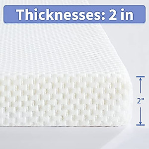 Nikores 2 Inch Lash Bed Topper, Memory Foam Massage Table Topper with Removable Cover and Elastic Bands -Without Bed (White, 73x29x2 in)