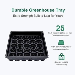 [Thick Plastic] 4 Set Strong Seed Starter Tray with 4" Humidity Dome and Pellet Holder for 100 Jiffy 30mm, 36mm & 42mm Peat Pellets, Seed Starting, Germinating Propagating, Pellet Not Included