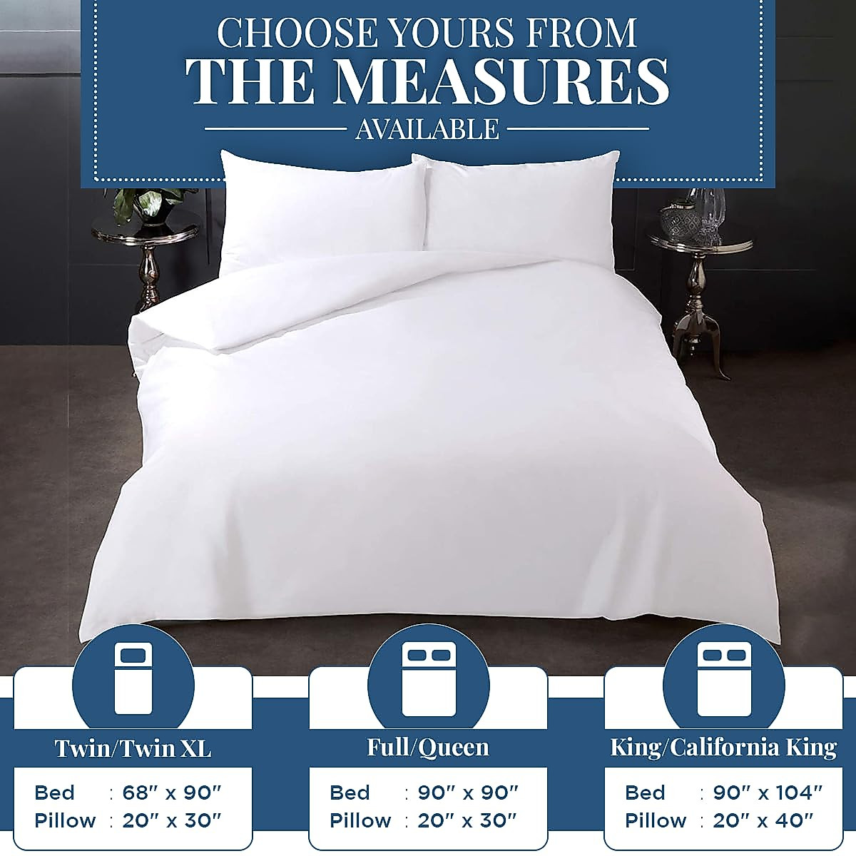 BLUECLANS Duvet Cover King Size 100% Egyptian Cotton 3 Piece Duvet Cover Set California King 800 Thread Count Soft Comforter Cover with Zipper Closure 2 Pillowcases White [Comforter Not Included]