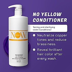 NOW BEAUTY Nourishing No Yellow Violet Conditioner - Deep Conditioner for Color - Treated Hair - Adds Texture & Shine to Hair - Vegan - Color Safe - Paraben & Sulfate Free - For Men & Women - 32 Oz