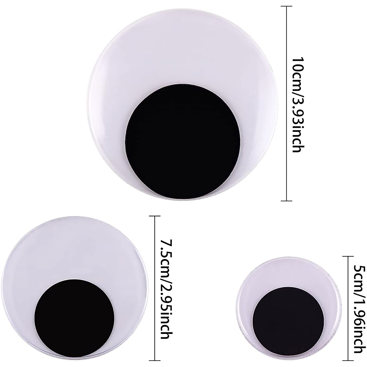 DIYASY 2 Inch 3 Inch 4 Inch Large Googly Wiggle Eyes with Self-Adhesive 8 Pcs for Christmas Decorations