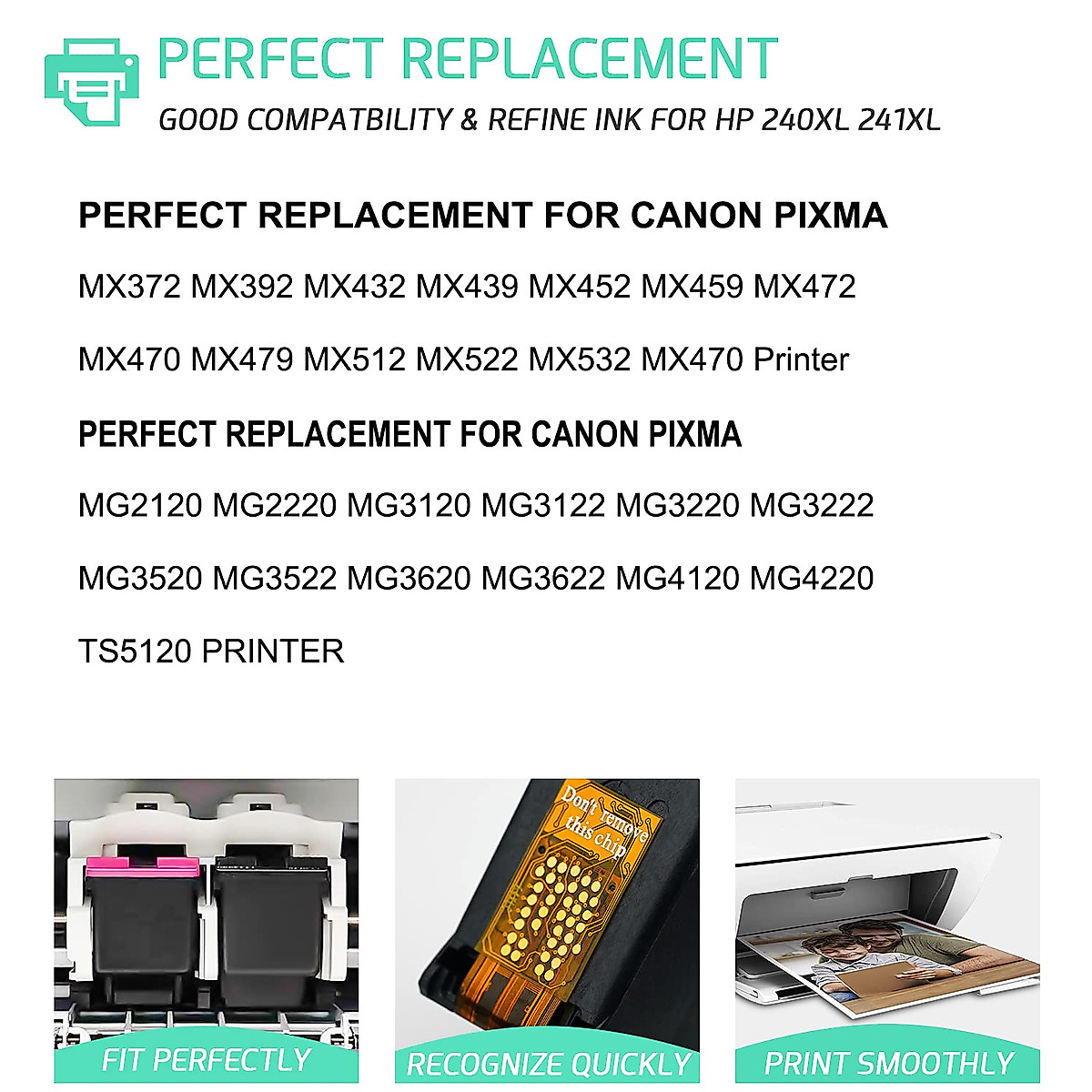 RETCH Re-manufactured Ink Cartridge Replacement for Canon PG-240XL 240 XL CL-241XL 241 XL for Canon PIXMA MG3620 MX472 MX452 MG3220 MG3520 MG2220 MX532 TS5120 MX432 (1 Black 1 Tri-Color)