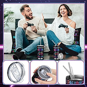 Pickmesh 12 Pcs Gamer Gifts Gaming Gifts for Men Father Him Video Box Include Pillow Cover Tumbler Socks Coaster Keychain for Boyfriend Husband Birthday