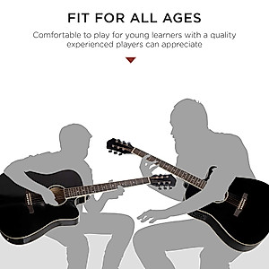 Best Choice Products Beginner Acoustic Electric Guitar Starter Set w/ 41in, All Wood Cutaway Design, Case, Strap, Picks - Black