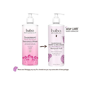 Babo Botanicals Smoothing Berry 2-in-1 Shampoo & Wash - Detangling & Nourishing - Eliminates Frizz & Prevents Static - Evening Primrose Oil - For all ages - Light Berry Fragrance- Vegan