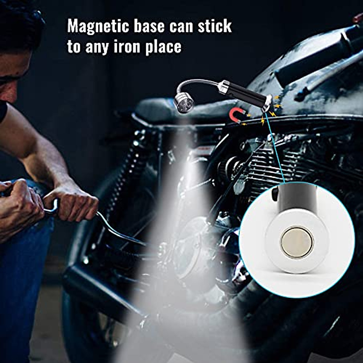 MasBekTe Barbecue Grill Lights, Magnetic Base Super Bright LED BBQ Lights, 360 Degree Flexible Gooseneck, Heat Resistant Alloy Grill Accessories for Outdoor Grill, Pack of 2