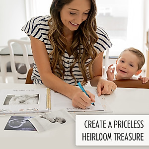 ZICOTO Keepsake Baby Memory Book - 100-Page Scrapbook with 5 Small Boxes for Precious Memories and Milestones from Pre-Birth to 1st Birthday