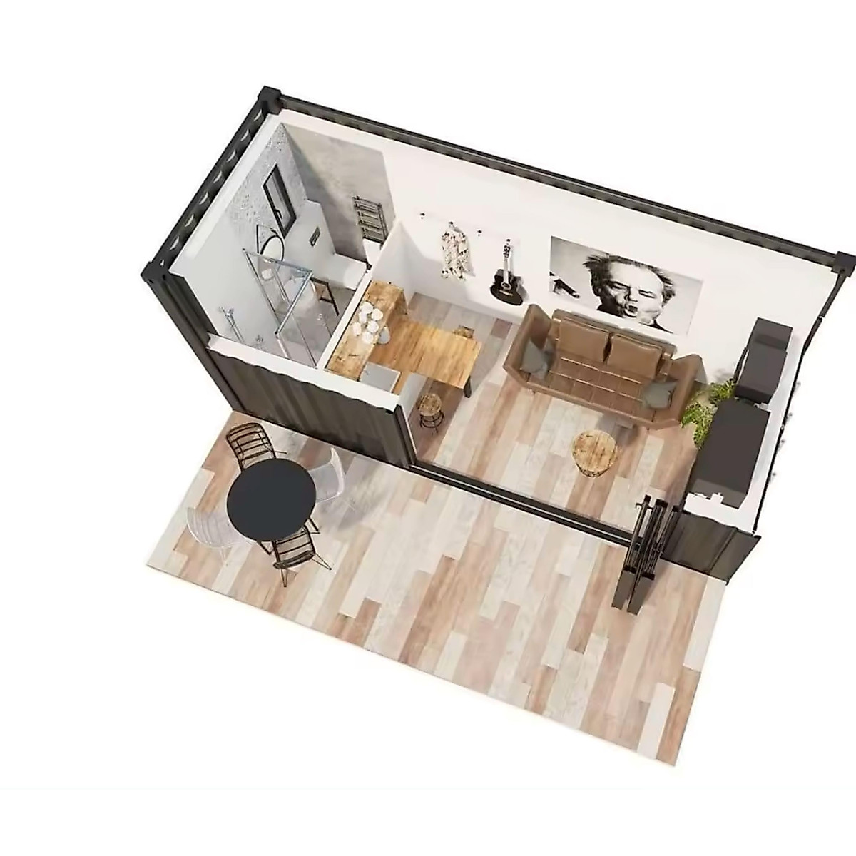 20 ft Modern Modular Prefabricated Container House 1 Bedroom 1 Bathroom 1 Kitchen - Foldable, Container, Portable House, Tiny House for Small Family.Bachelor Nest