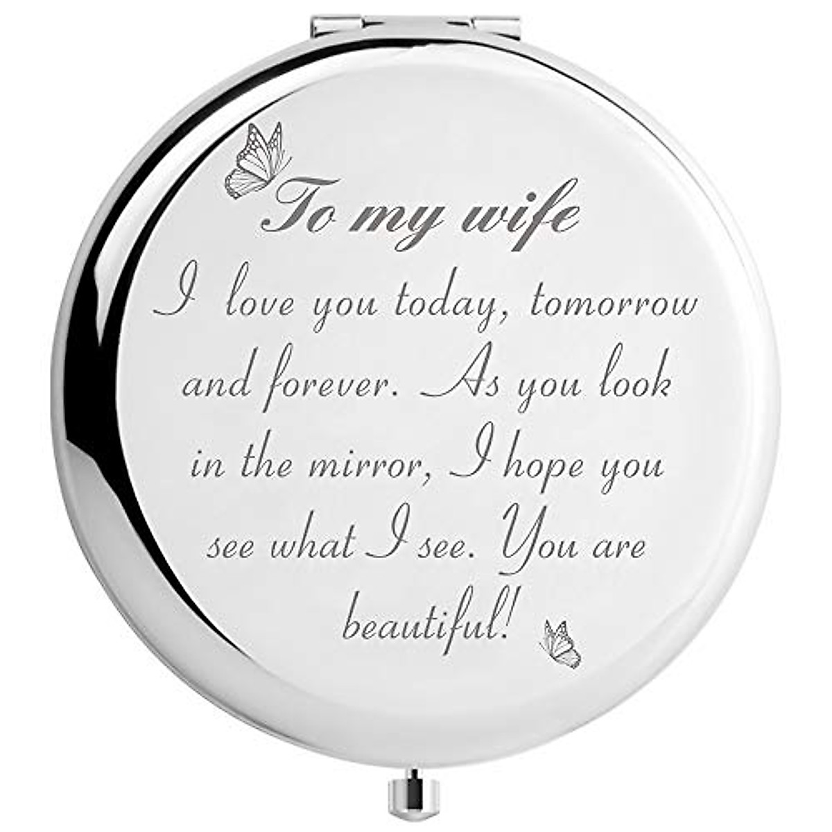 DIDADIC Wife Birthday Gift Ideas, Valentines Day Present for her, to My Wife Compact Mirror for Wedding Anniversary Mothers Day