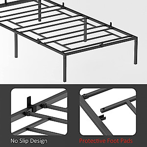 coucheta Twin Bed Frame with Storage 13 Inch Metal Platform Bed Frame with Steel Slat Support No Box Spring Needed Heavy Duty Twin Size Bed Frame Mattress Foundation Easy to Assemble (Twin)