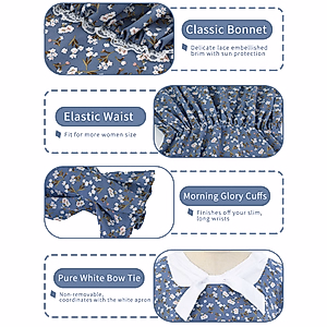 NSPSTT Women's Colonial 1800s Prairie Pioneer Costumes Dress, Blue, Large