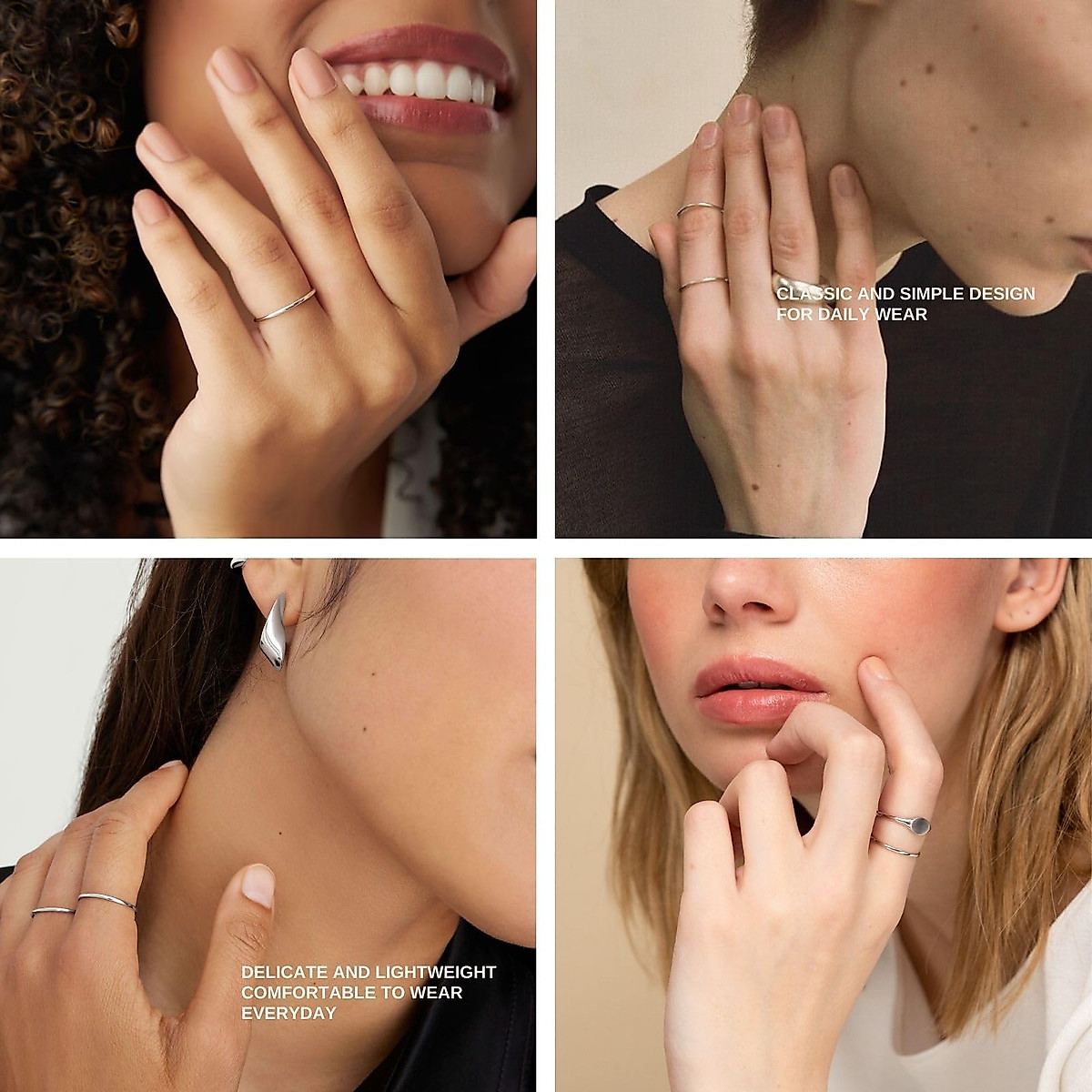 NOKMIT 3PCS 1mm Thin Silver Rings for Women Slim Simple Stacking Stackable Ring Plain Thumb Pinky Band Smooth High Polished Non Tarnish Comfort Fit Size 5 to 10 (9)