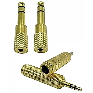 6.35mm to 3.5mm Headphone Adapter, Dafensoy 3.5mm(1/8'') Male to 6.35mm (1/4'') Female and 3.5mm Female to 6.35mm Male Stereo Adapter Gold Plated Connectors, for Headphone, Amp Adapte Etc 4-Pack
